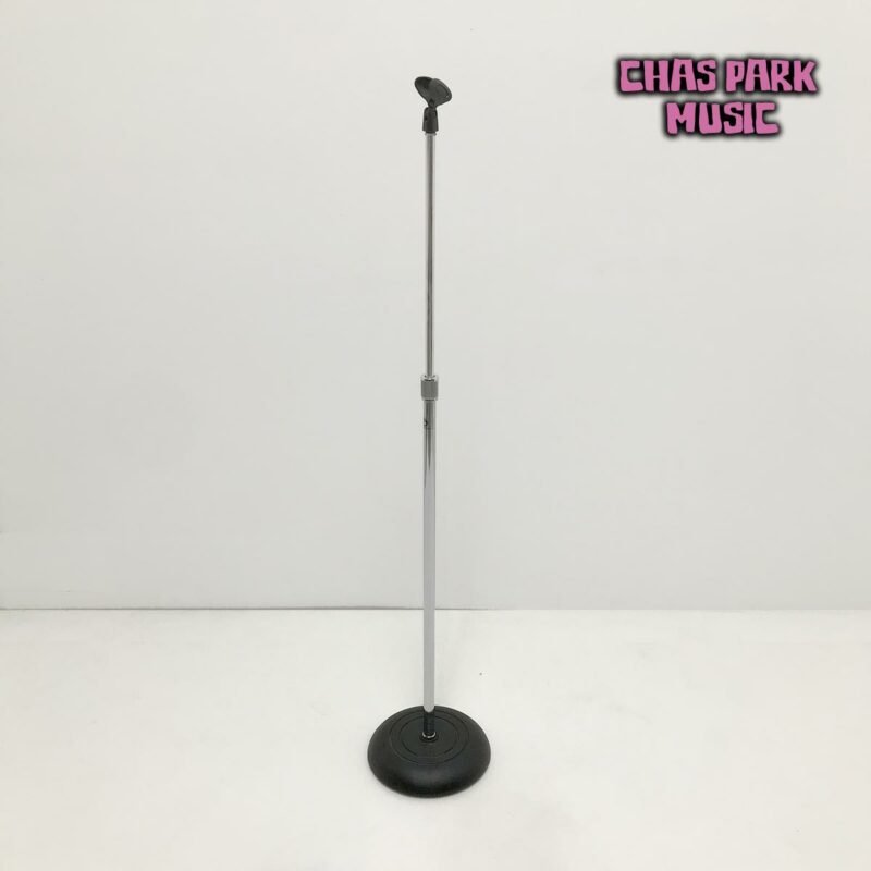 PIE MICROFONO BASE REDONDA PLATEADO – Chas Park Music